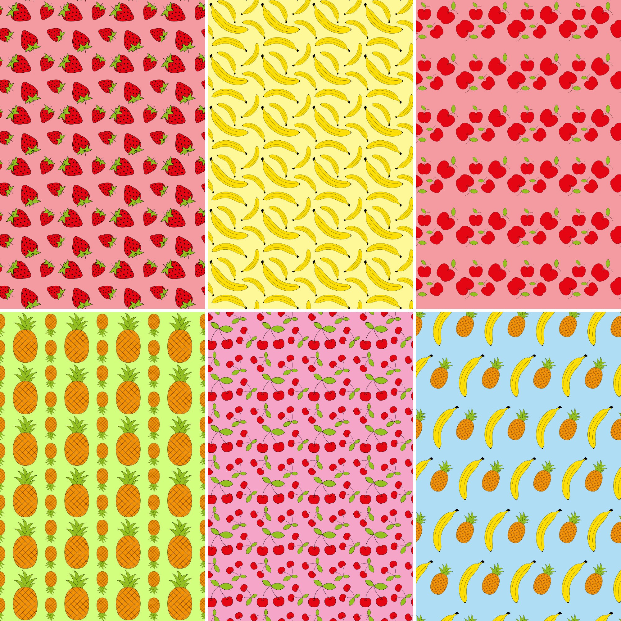 Fruits Background Digital Papers Summer Fruits Scrapbook Paper Pattern ...