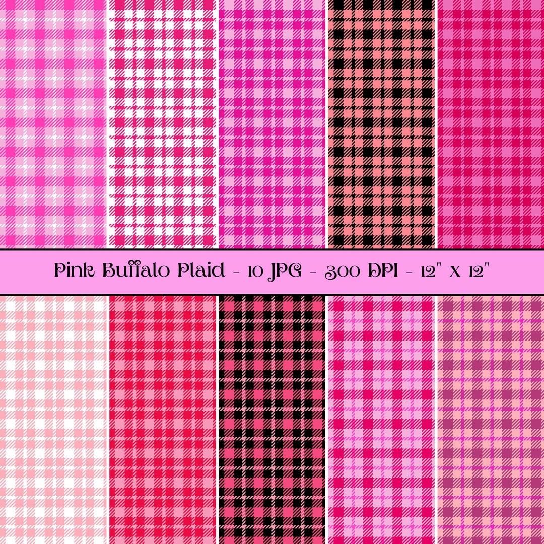 Pink Buffalo Plaid Background Digital Papers Pink Buffalo - Etsy