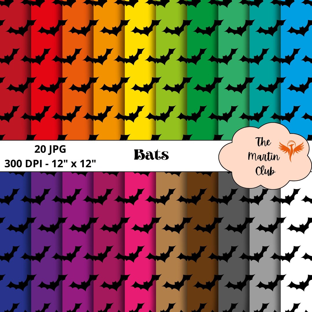 Bats Digital Papers Black Bats Scrapbook Pattern Halloween Background ...