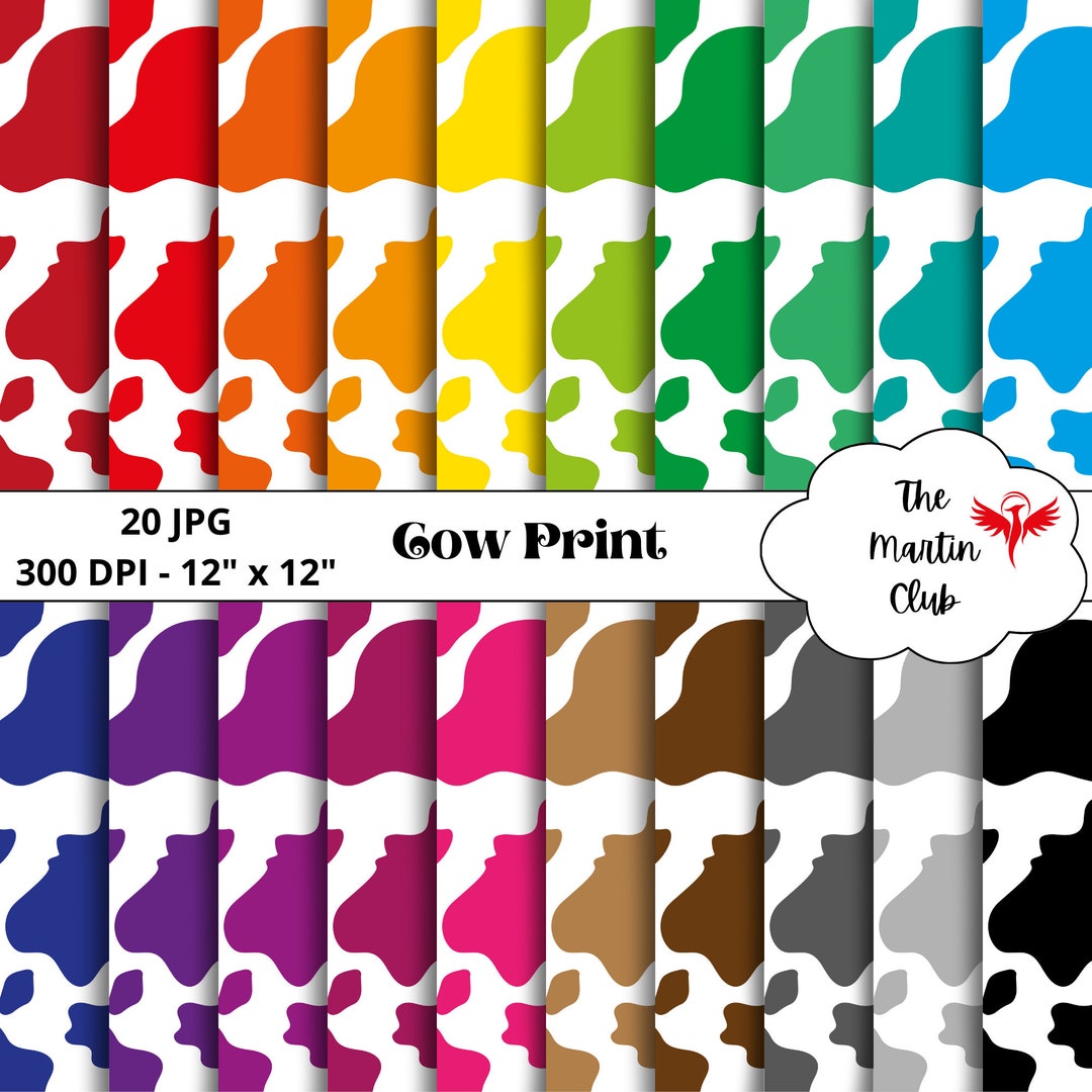 Cow Print Background Digital Papers Rainbow Cow Print Scrapbook Paper ...