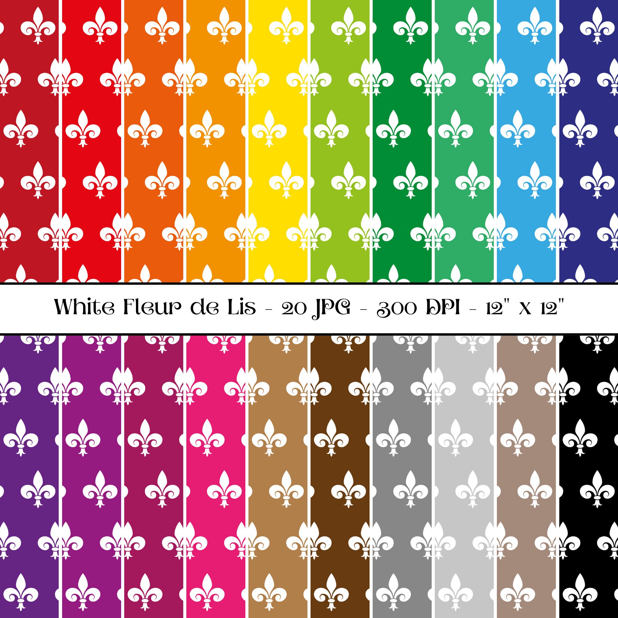 White Fleur De Lis Background Digital Papers Royal Lily - Etsy
