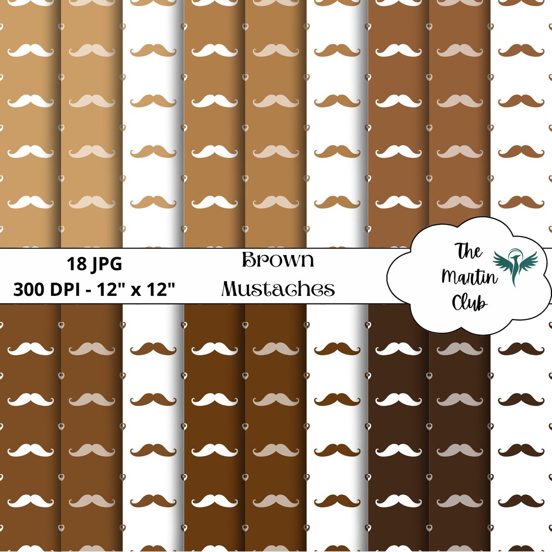 Mustaches Digital Papers Brown Mustaches Scrapbook Paper Pattern ...