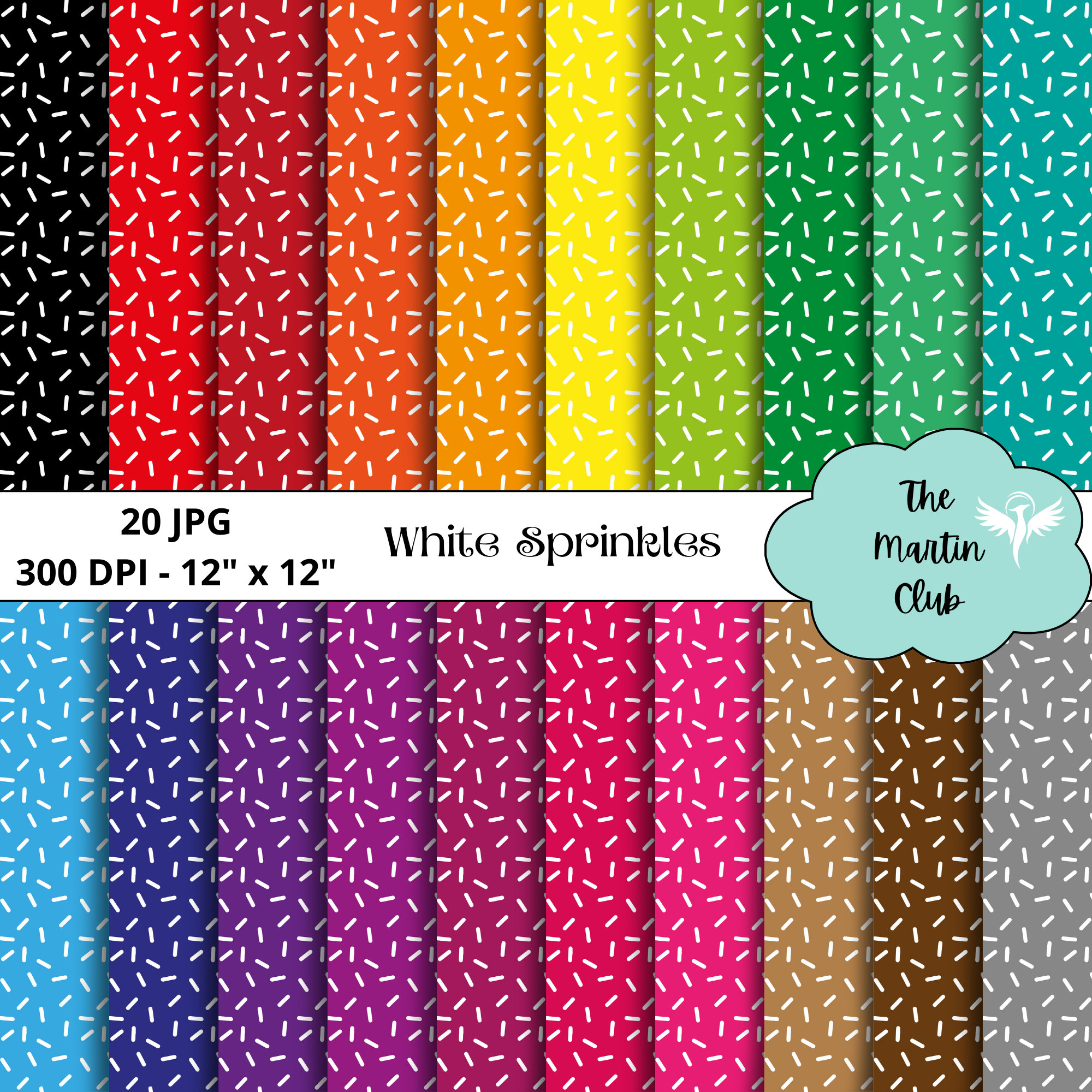 Sprinkles Background Digital Papers White Rainbow Confetti Sprinkles ...