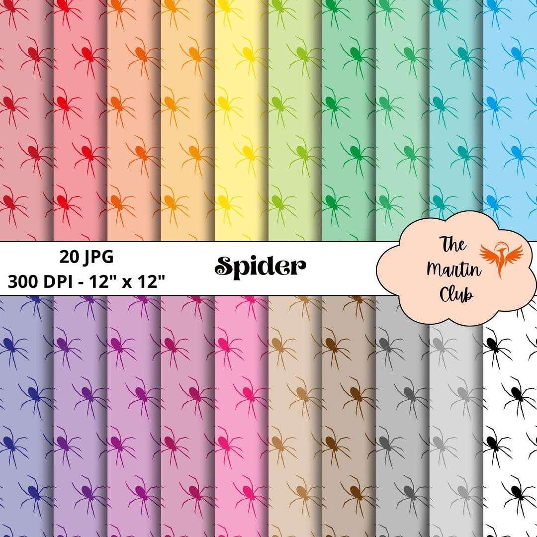Spiders Digital Papers Tinted Spiders Scrapbook Pattern Halloween ...