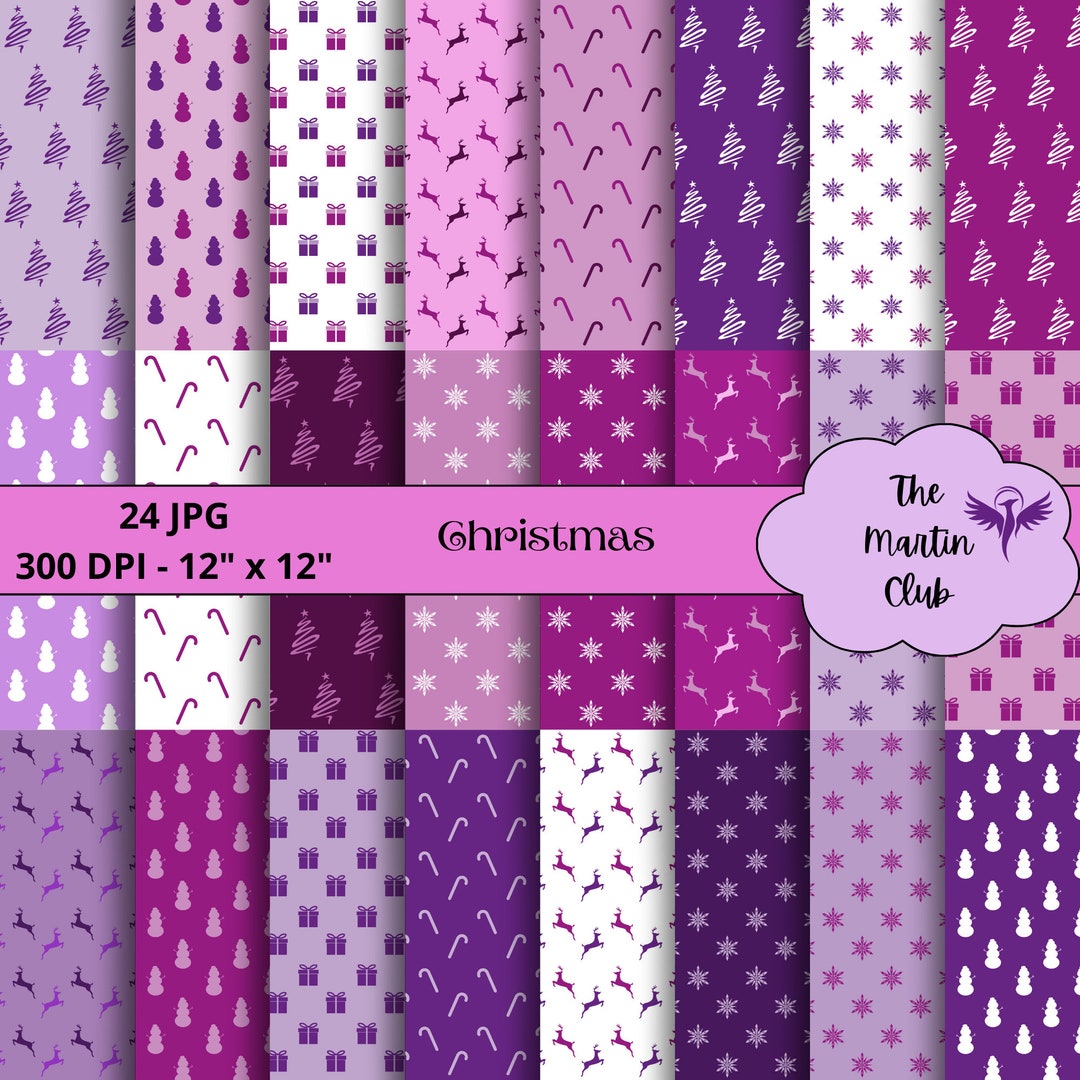 Christmas Background Digital Papers Purple Christmas Digital Scrapbook ...