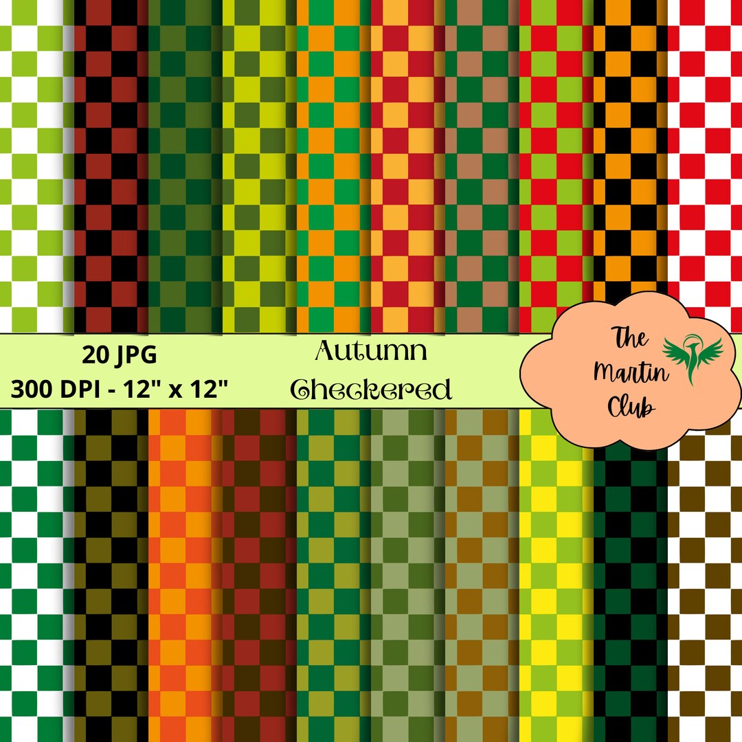 Autumn Checkered Background Fall Checks Digital Papers Checkers Digital ...