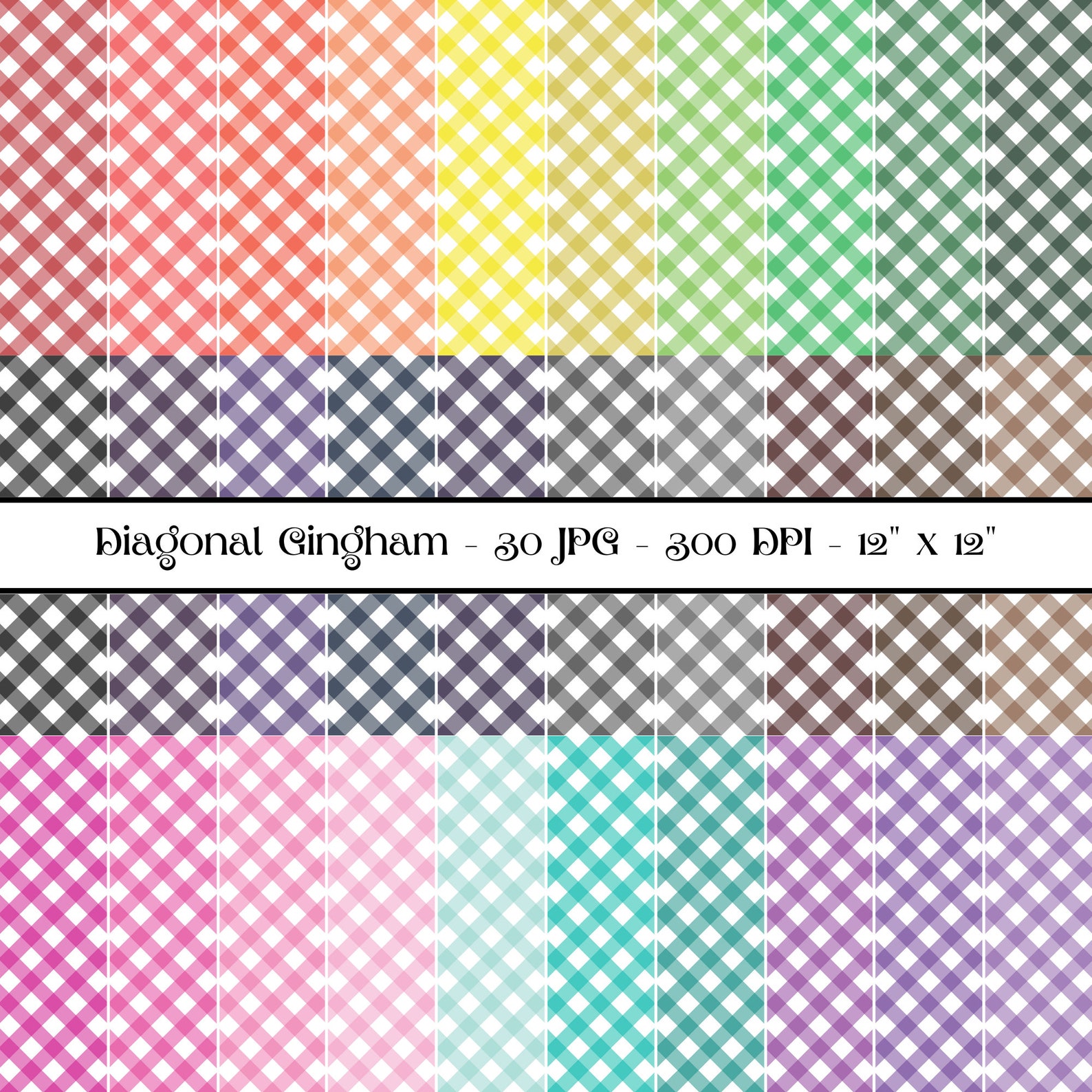 Gingham Background Digital Papers Pastel Diagonal Gingham - Etsy