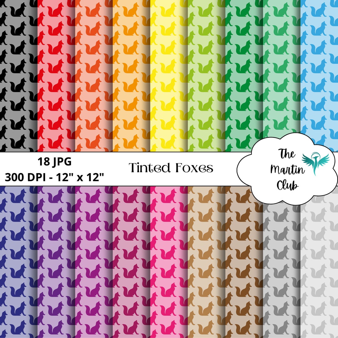 Tinted Foxes Background Digital Papers Rainbow Fox Scrapbook Paper ...