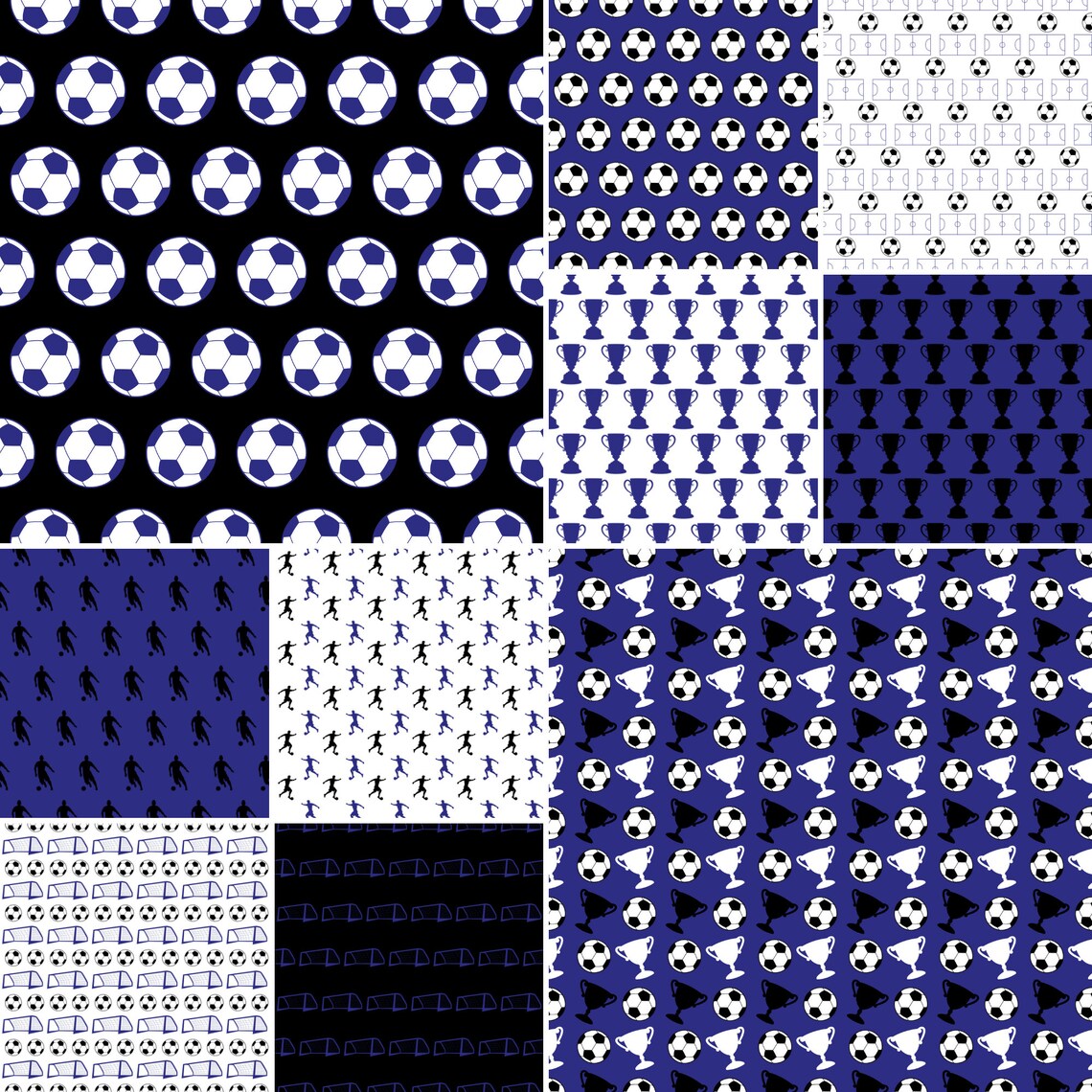 Soccer Digital Papers Background Blue Black Football Sport Scrapbook ...