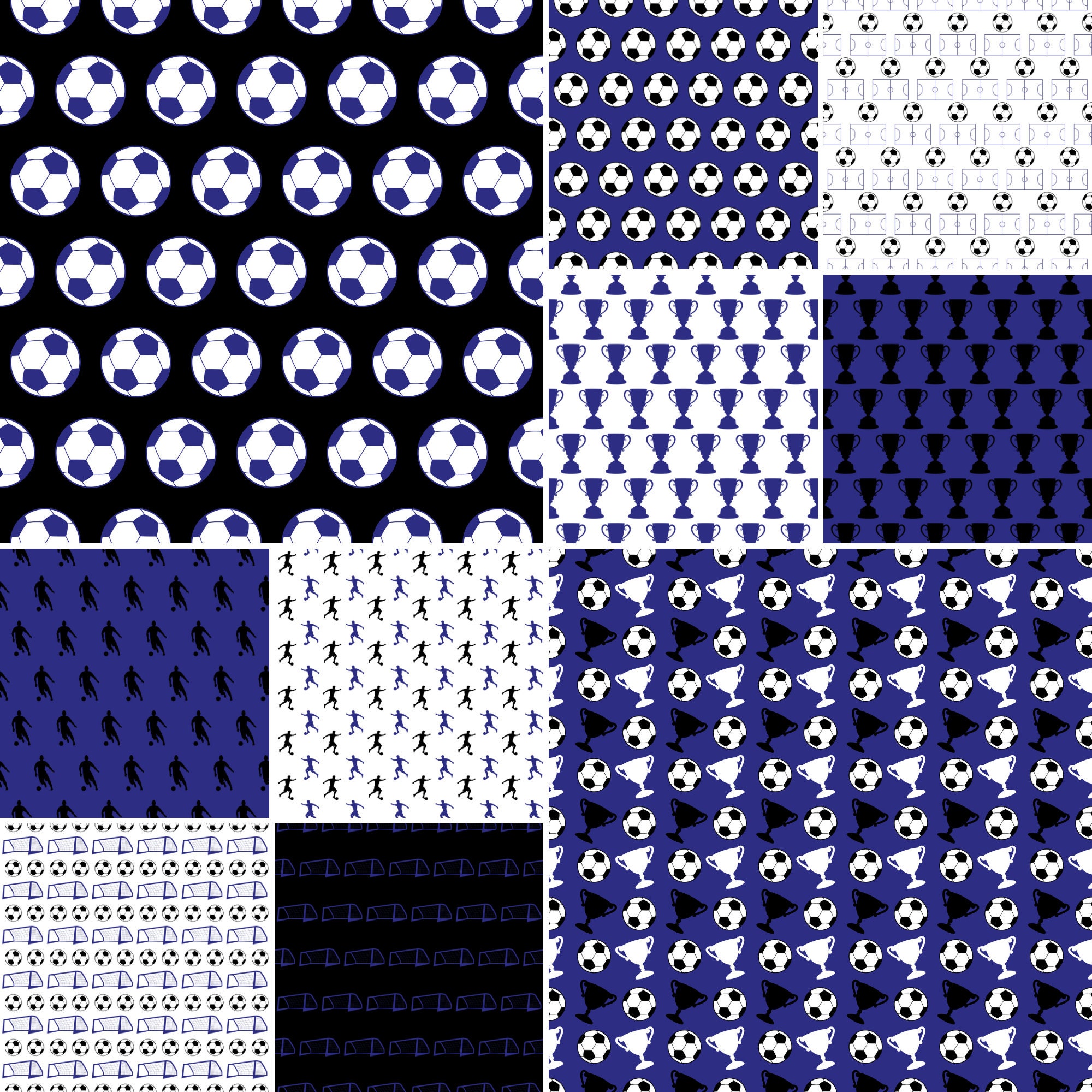 Soccer Digital Papers Background Blue Black Football Sport Scrapbook ...
