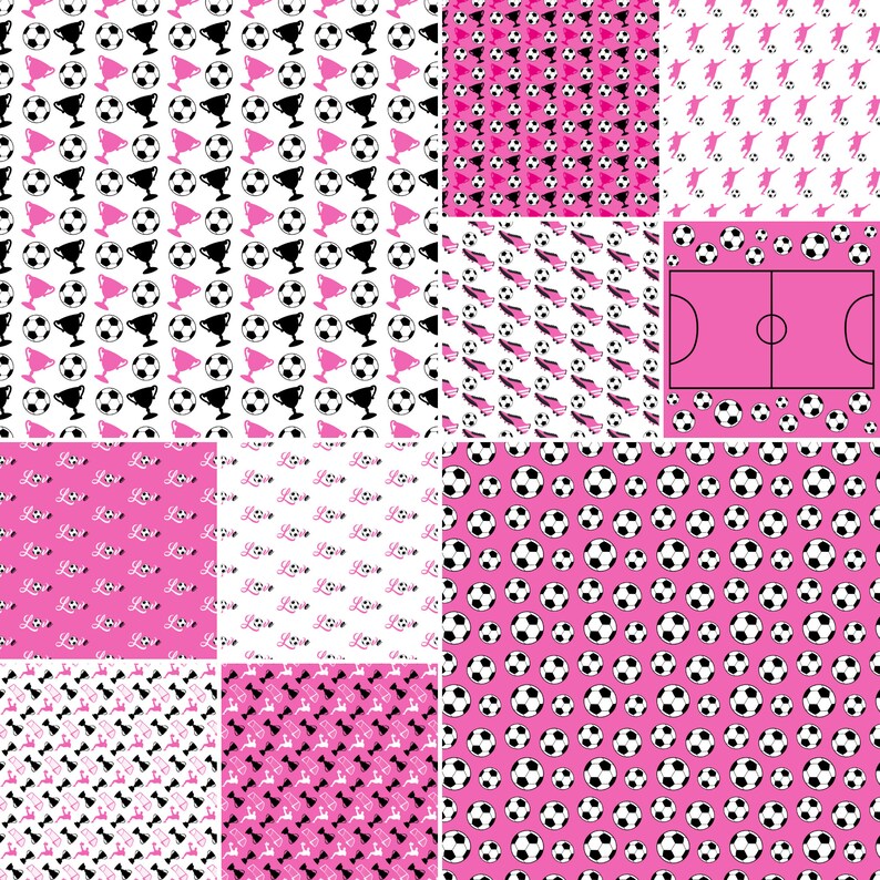 Soccer Digital Papers Background Pink Black Football Sport Scrapbook ...