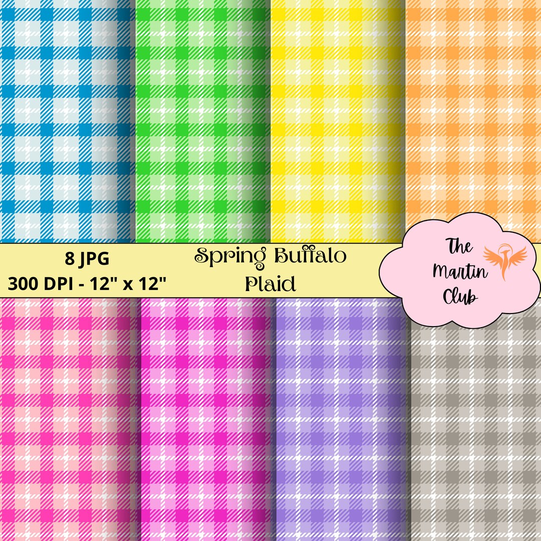 Spring Buffalo Plaid Background Digital Papers Pastel Buffalo Digital ...