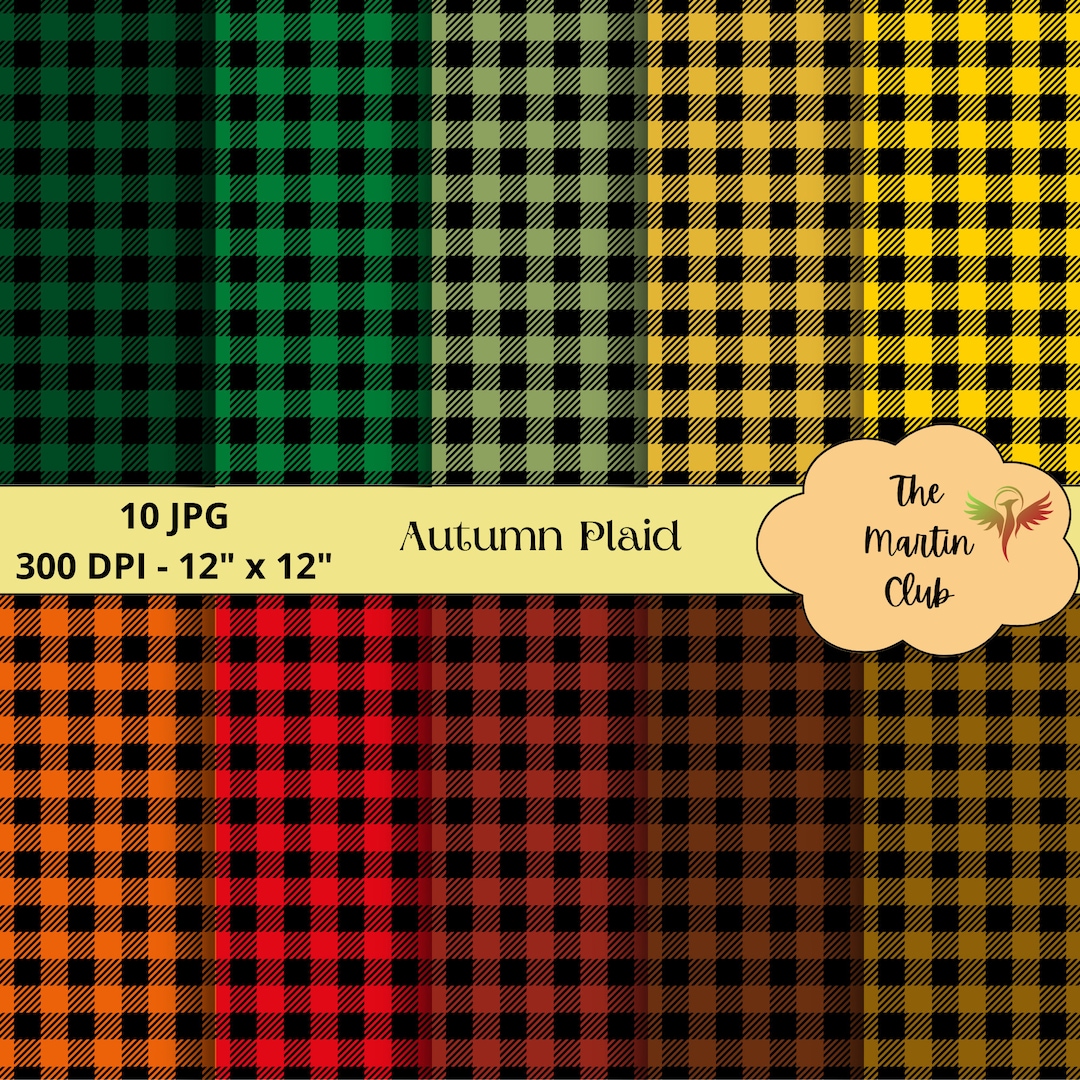 Autumn Plaid Background Digital Papers Fall Buffalo Plaid Digital ...