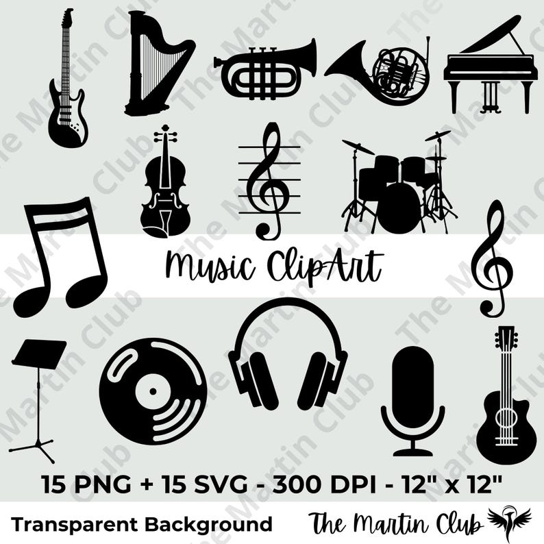 Music Clip Art SVG Musical Instruments Musical Notes SVG PNG ...
