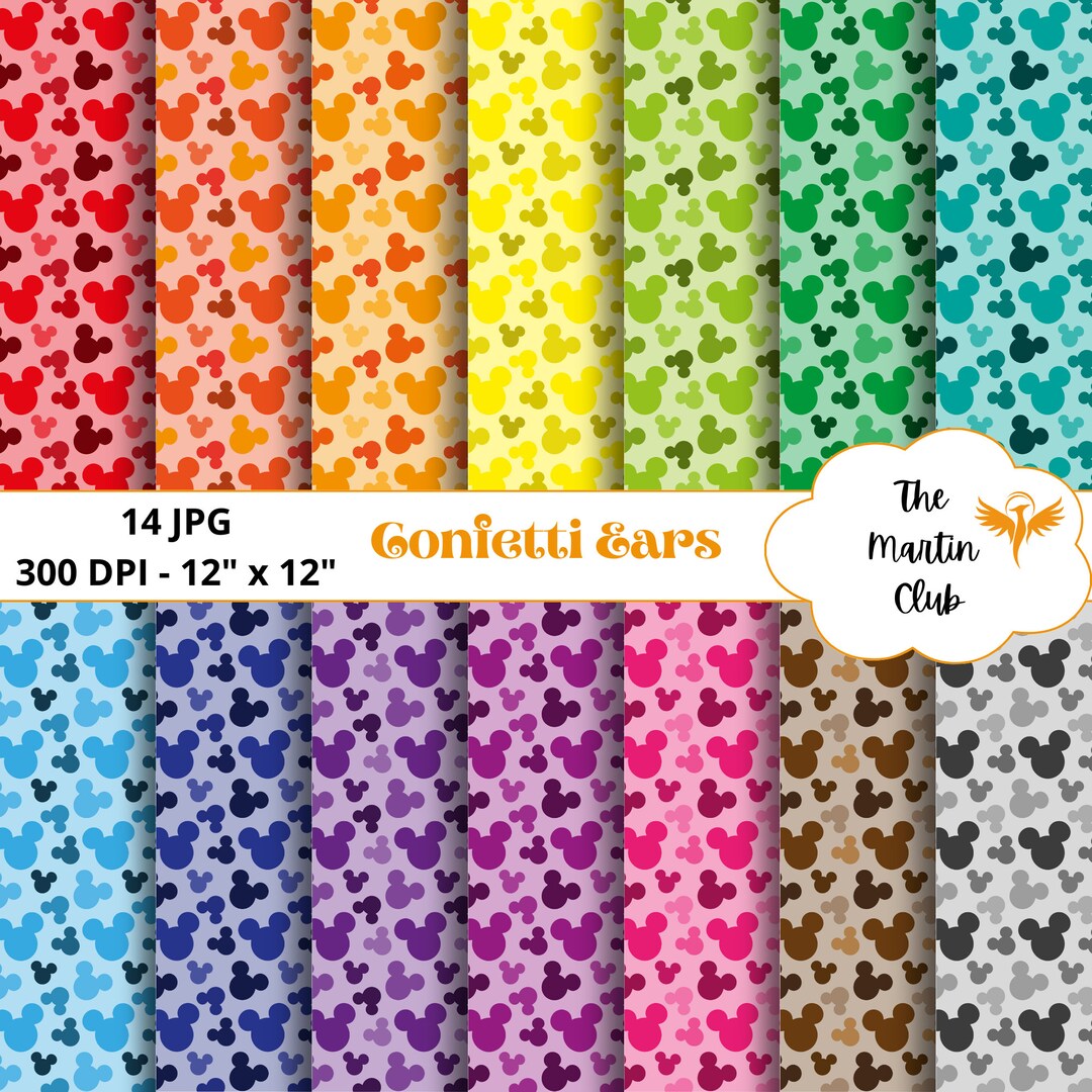 Mickey Mouse Ears Background Digital Papers Confetti Mouse Ears ...