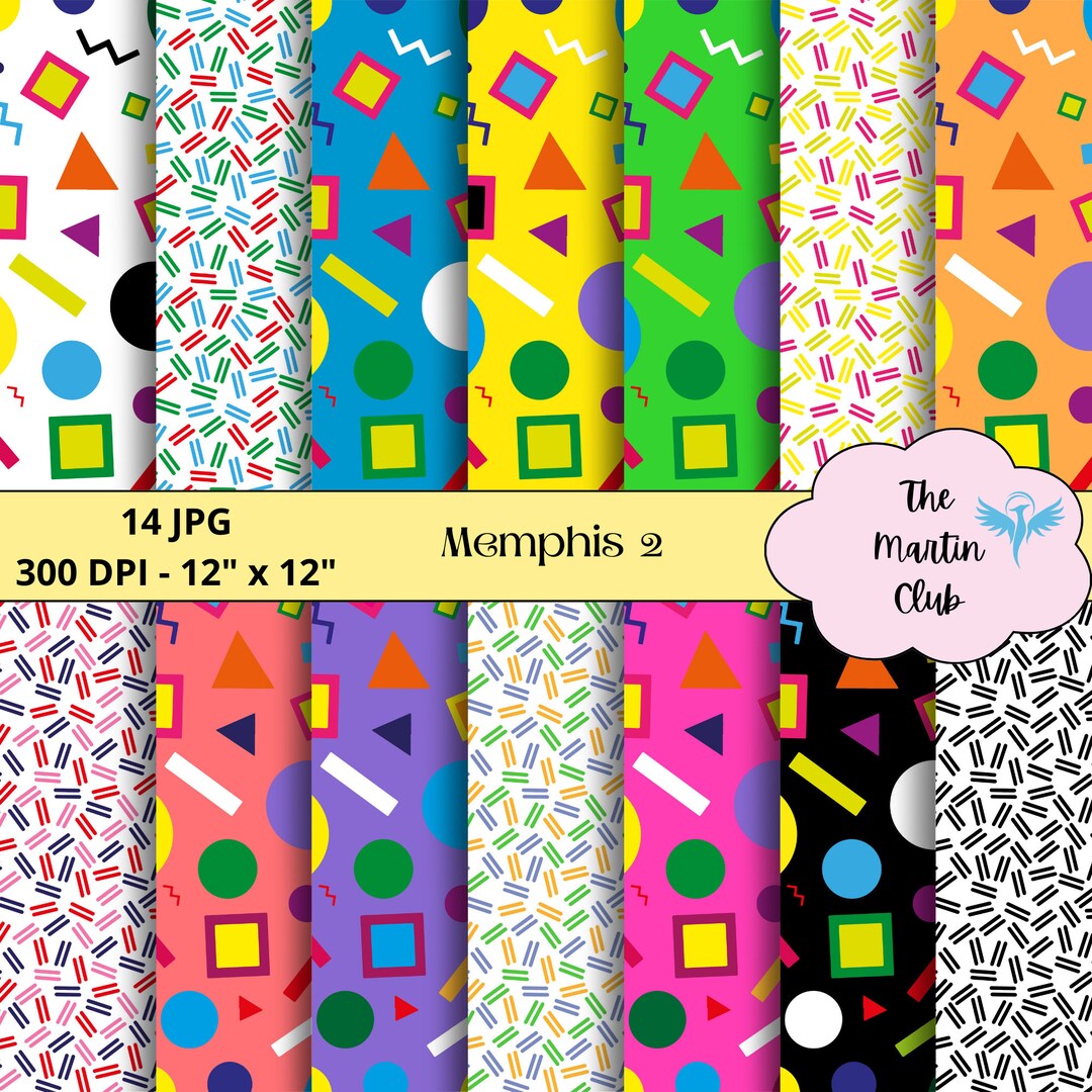 Memphis Background Digital Papers Memphis Scrapbook Paper Pattern ...