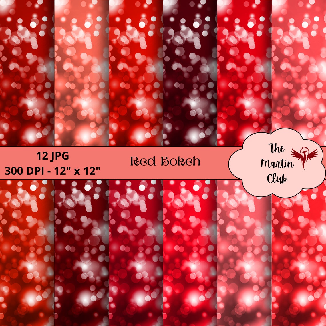 Red Bokeh Background Digital Papers Red Bokeh Scrapbook Paper - Digital ...