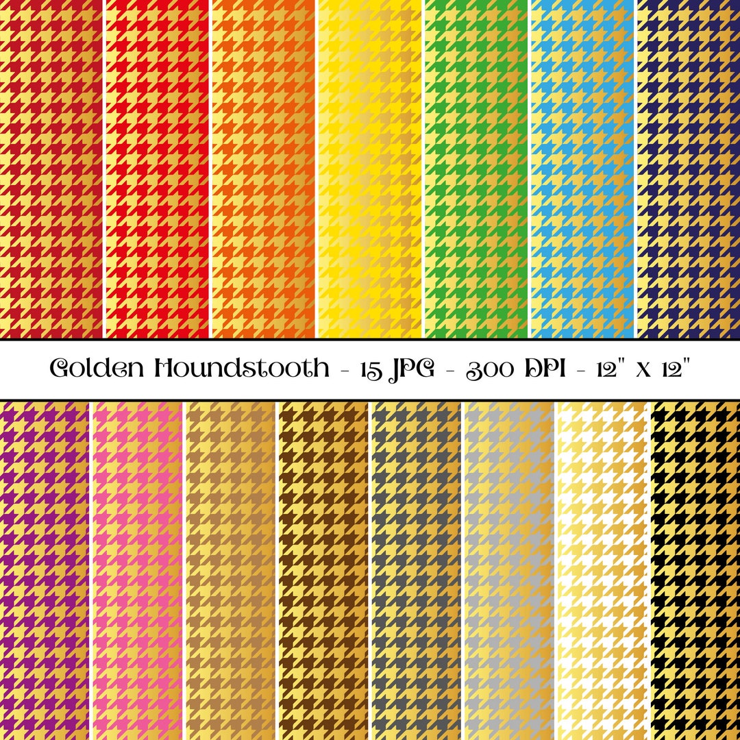 Golden Houndstooth Background Digital Papers Gold Rainbow - Etsy