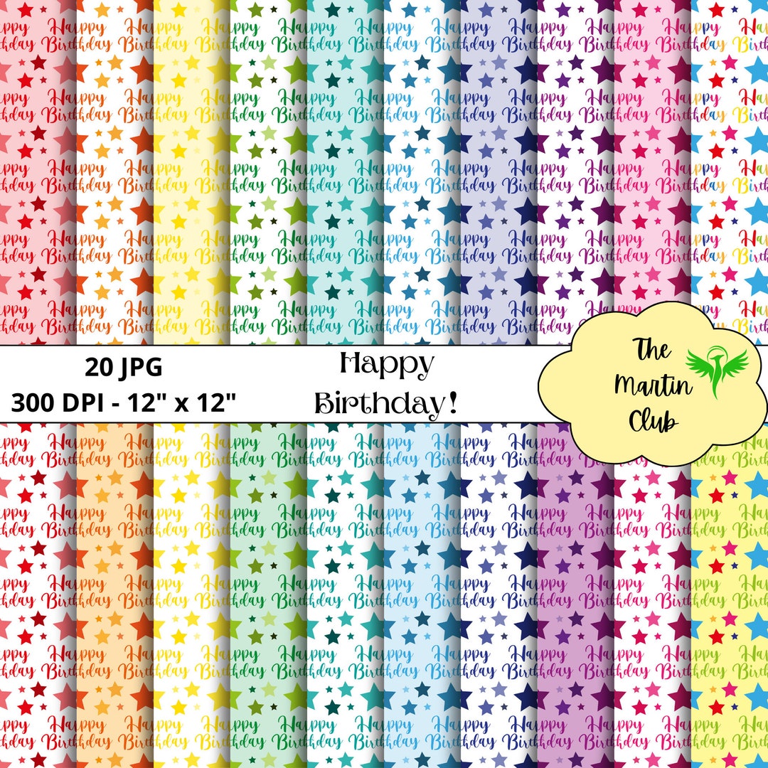 Happy Birthday Background Digital Papers Party Scrapbook Paper Pattern ...
