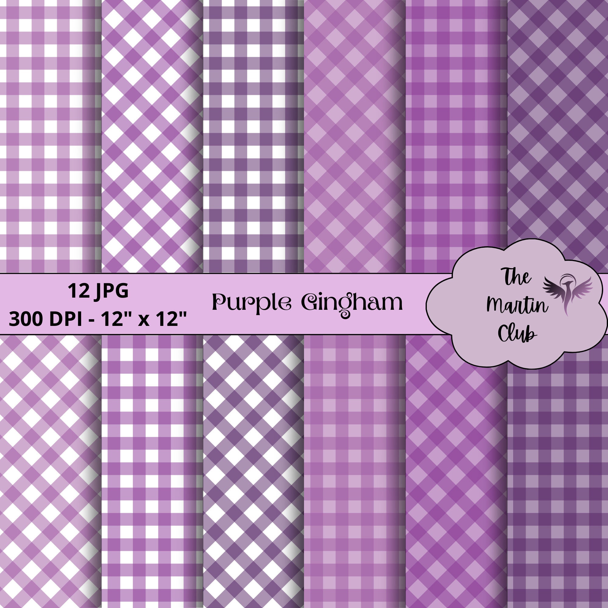Purple Gingham Background Digital Papers Purple Violet Gingham Digital ...