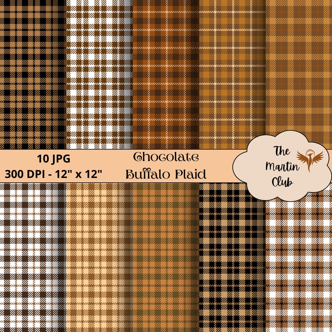 Brown Buffalo Plaid Background Digital Papers Chocolate Buffalo Digital ...