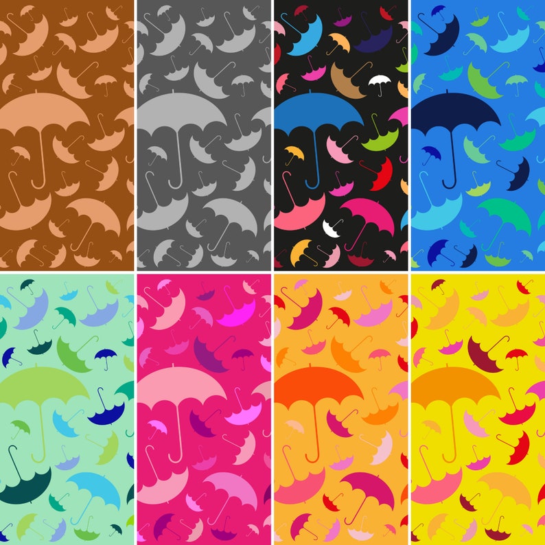 Tinted Umbrellas Background Digital Papers Rainbow Umbrellas Scrapbook ...