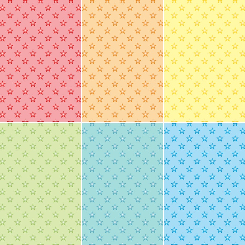 Shining Star Background Digital Papers Rainbow Star Scrapbook Pattern ...