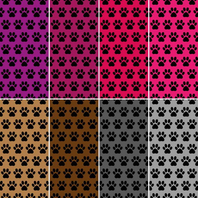 Black Paw Prints Background Digital Papers Rainbow Paw Prints Digital ...