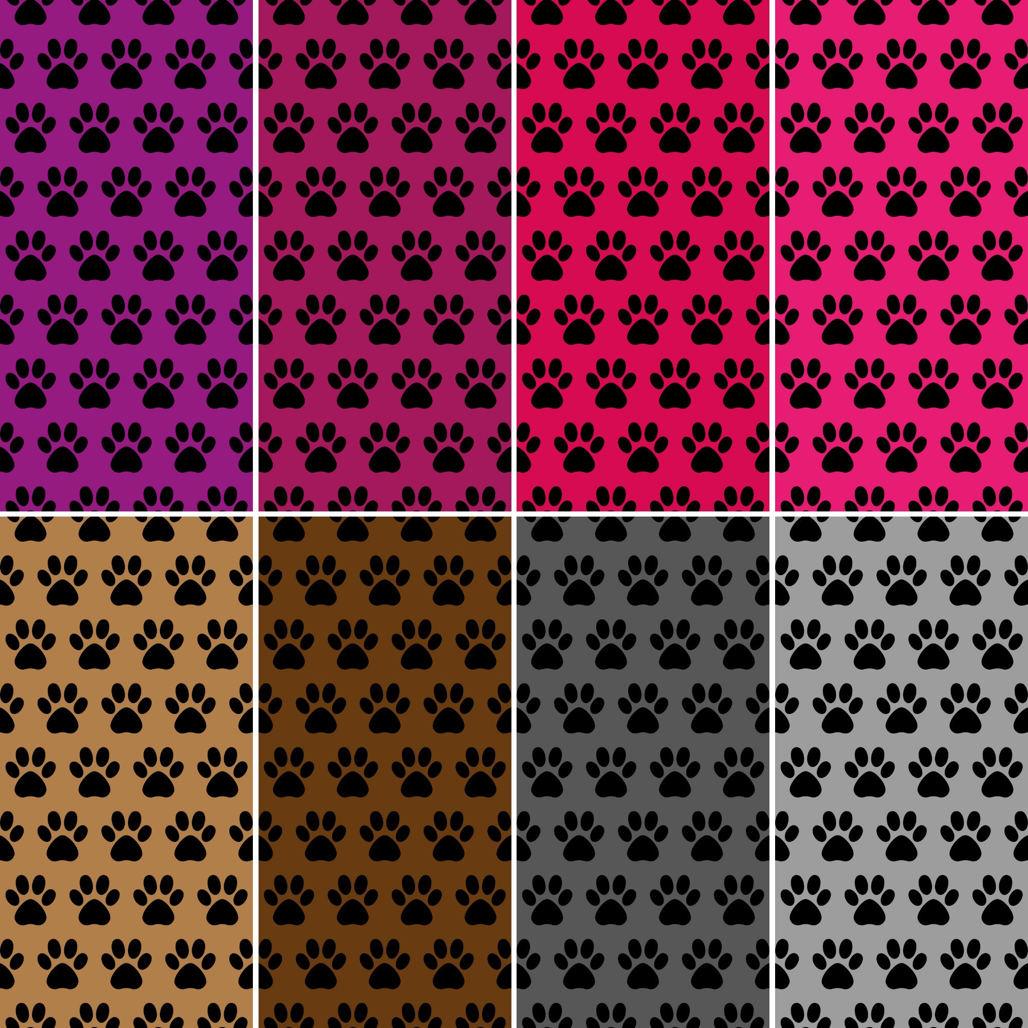 Black Paw Prints Background Digital Papers Rainbow Paw Prints Digital ...