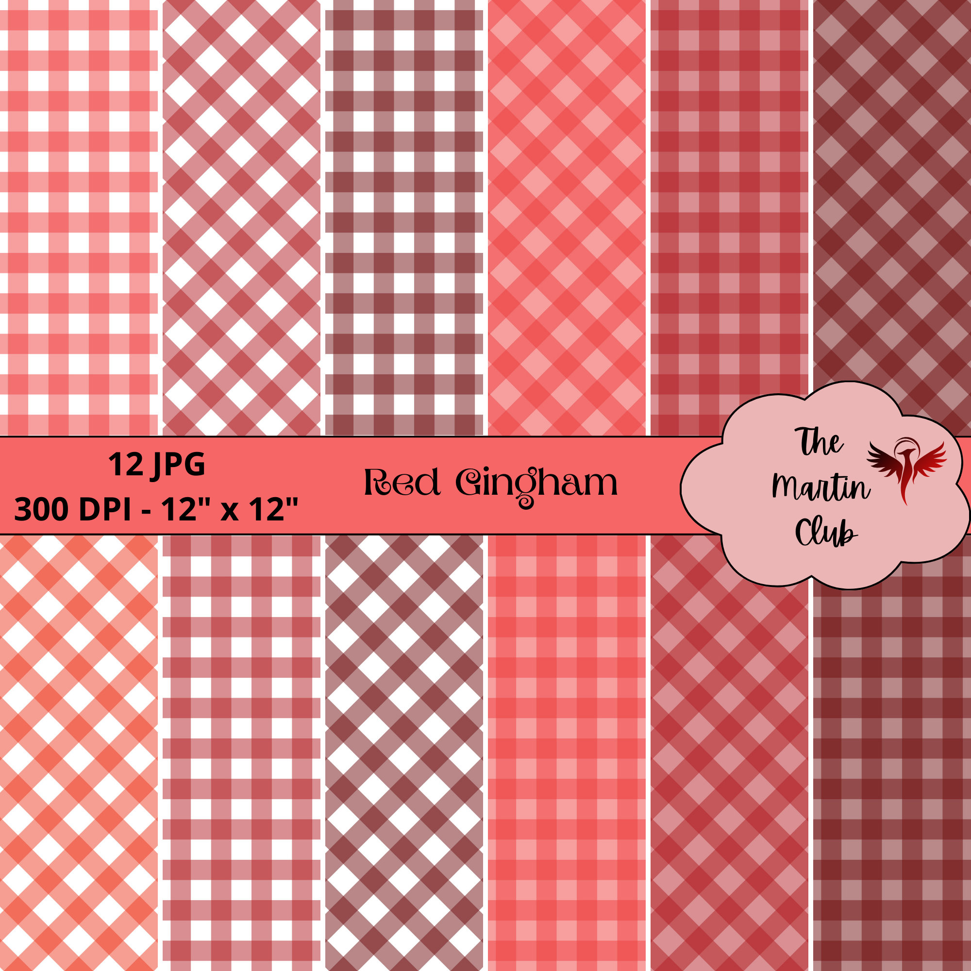 Red Gingham Background Digital Papers Red Gingham Digital Scrapbook ...