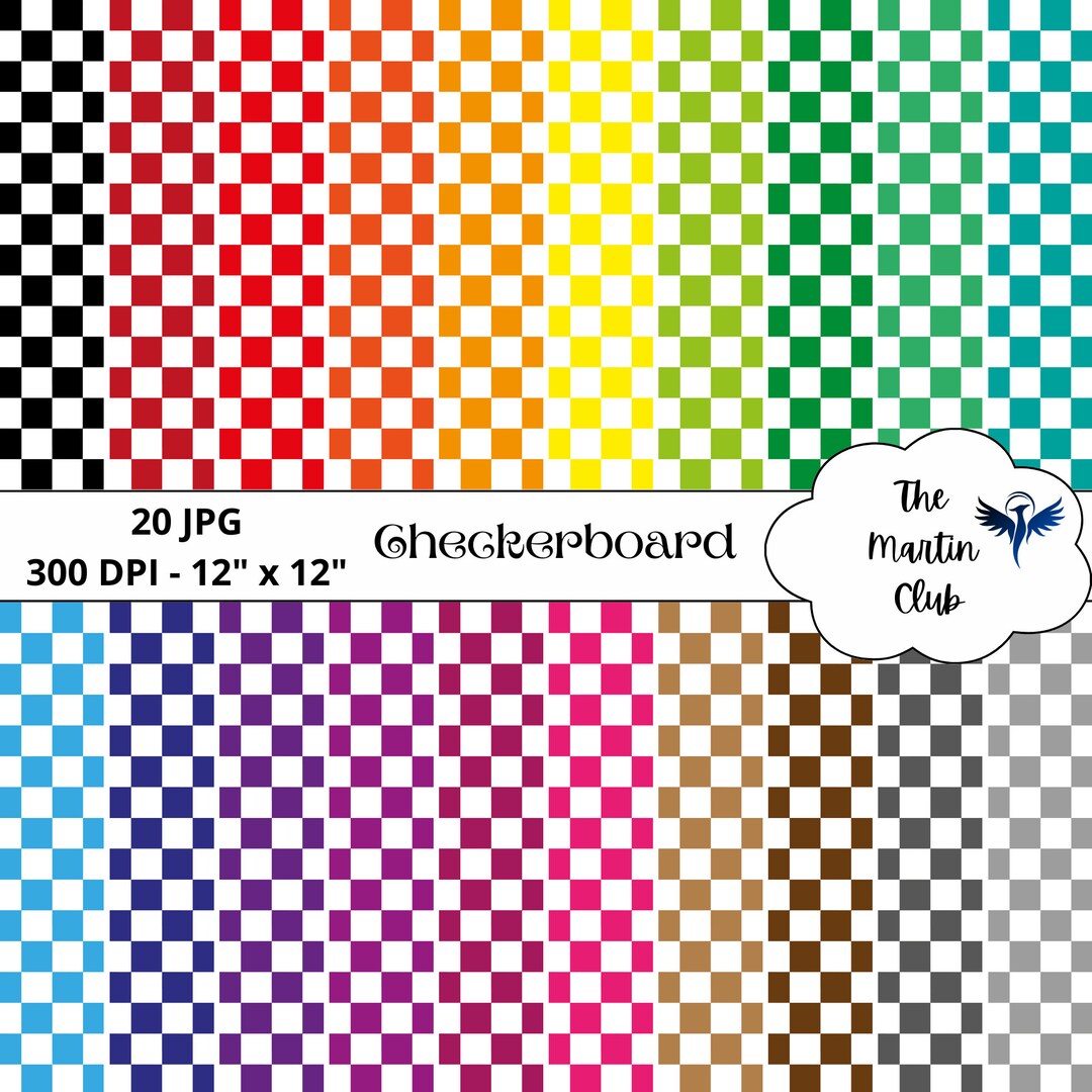 Checkered Background Digital Papers Rainbow White Checkers Digital Scrapbook Pattern Digital ...