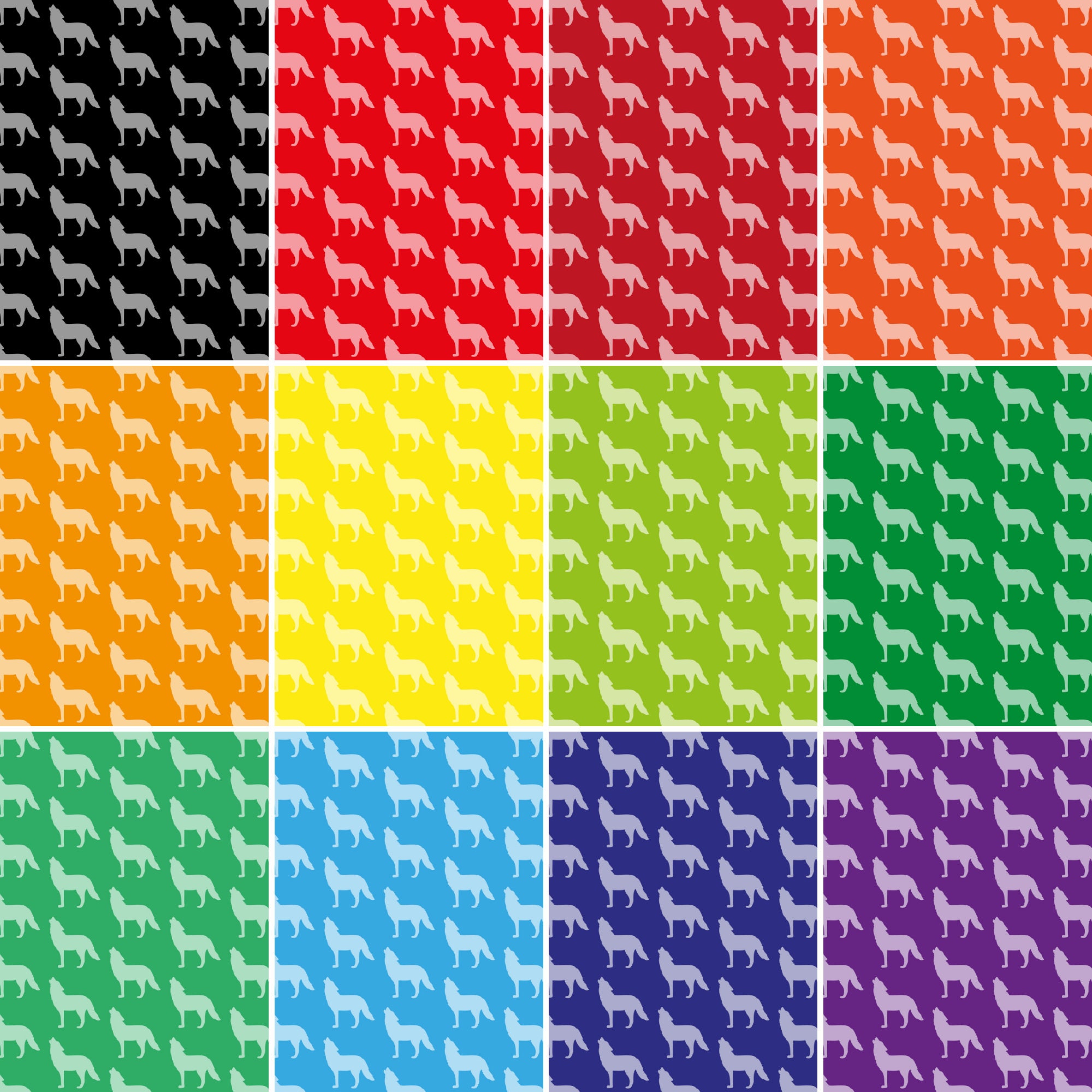 Tinted Wolves Background Digital Papers Rainbow Wolf Scrapbook - Etsy