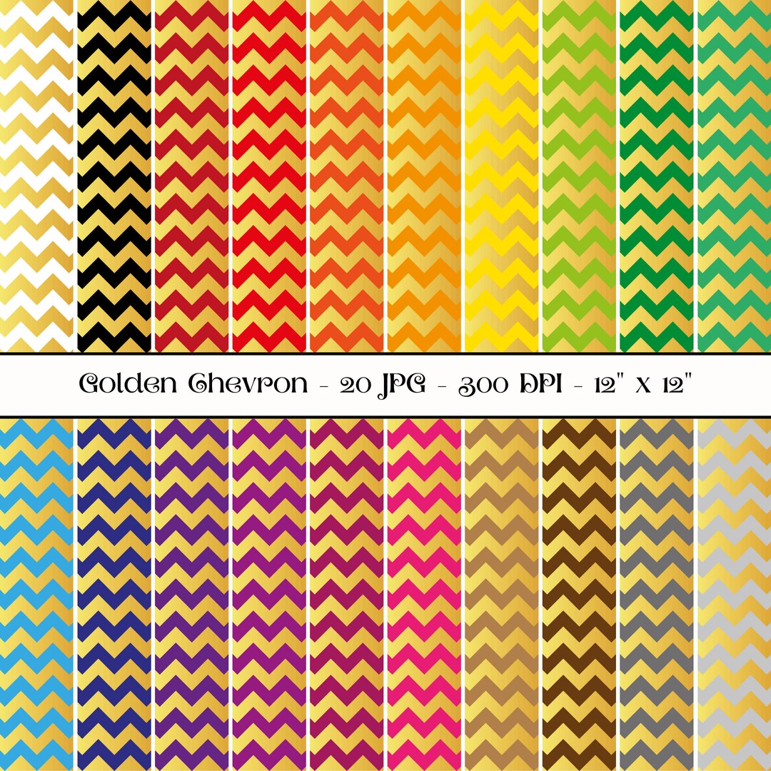 Golden Chevron Digital Paper Background Rainbow Chevron - Etsy