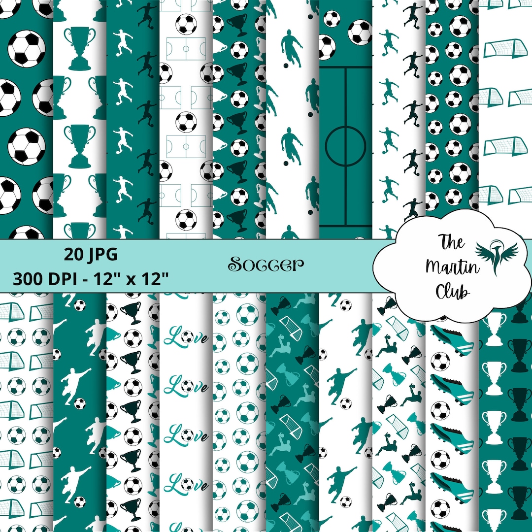Soccer Digital Papers Background Teal Turquoise Football Sport ...