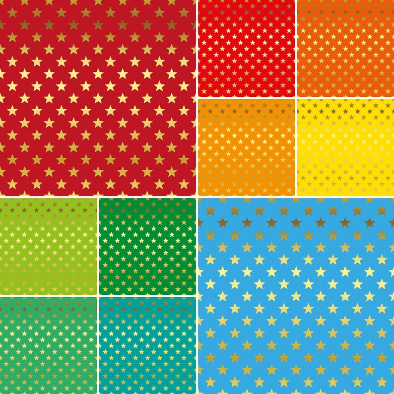 Golden Stars Background Digital Papers Gold Rainbow Stars Scrapbook ...