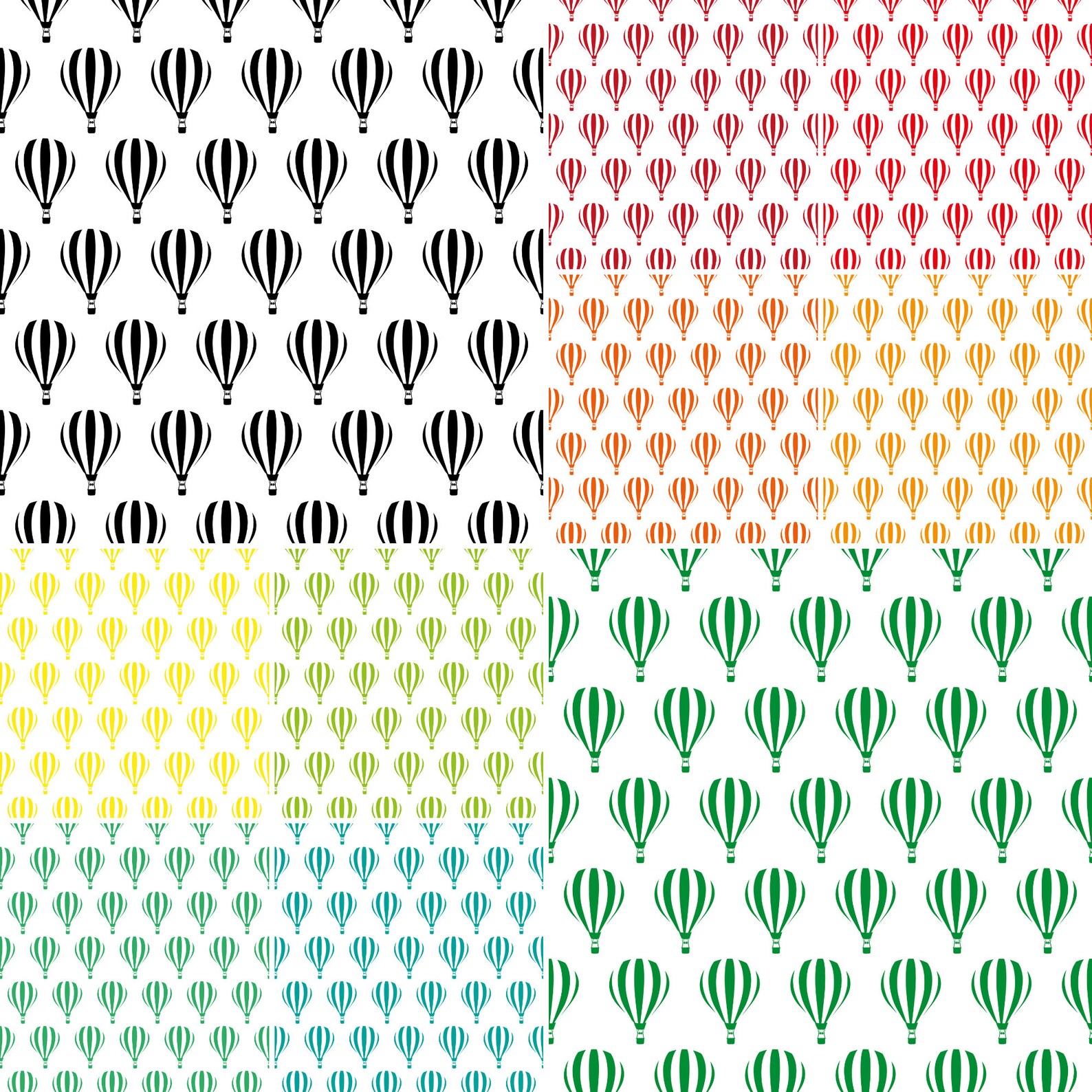 Rainbow Hot Air Balloons Digital Papers White Hot Air Balloons ...
