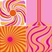 Retro Groovy Background Digital Papers Orange Pink Groovy 60' 70' Retro ...