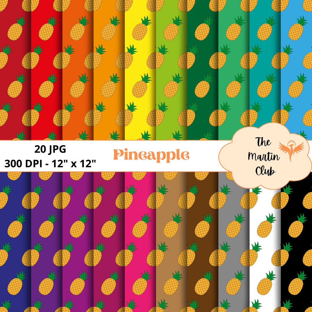 Pineapple Digital Papers Fruit Scrapbook Paper Pattern - Digital ...