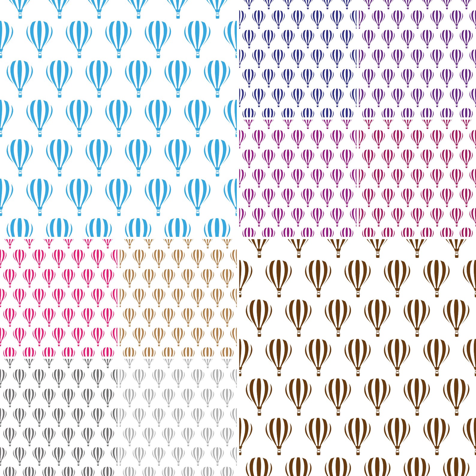 Rainbow Hot Air Balloons Digital Papers White Hot Air Balloons ...