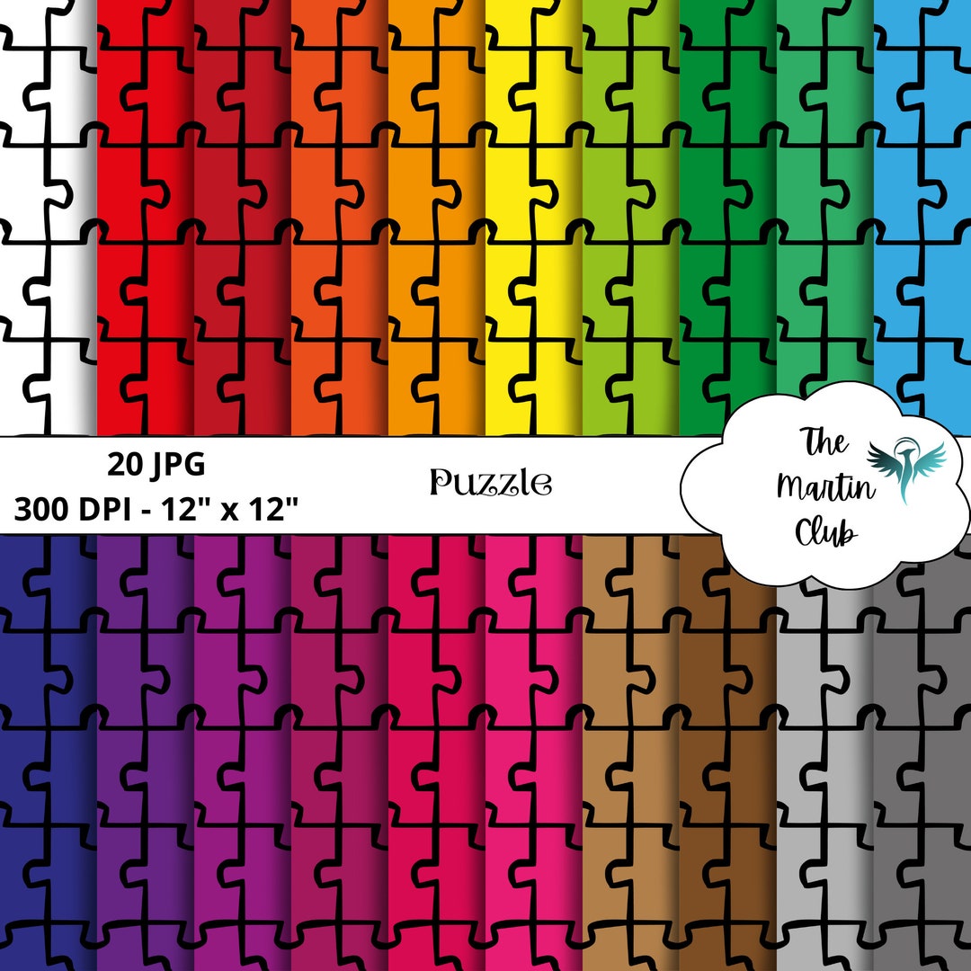 Rainbow Puzzle Background Digital Papers Jigsaw Puzzle Digital ...