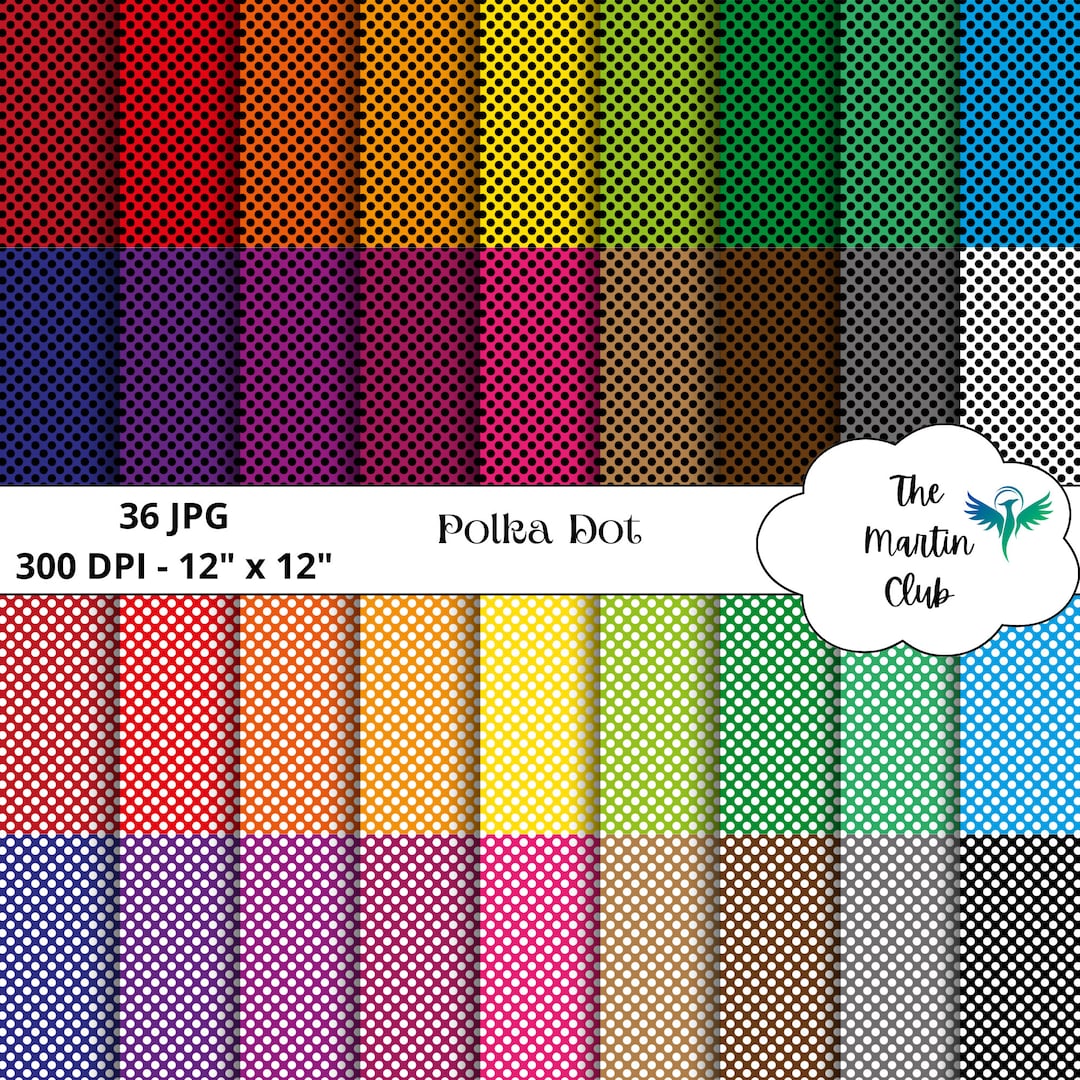 Polka Dot Background Digital Papers Rainbow Classic Polka Dot Scrapbook ...
