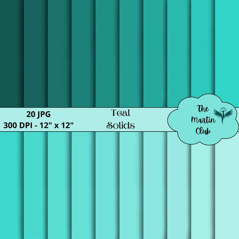 Teal Solids Background Digital Papers Turquoise Solids Scrapbook Paper ...