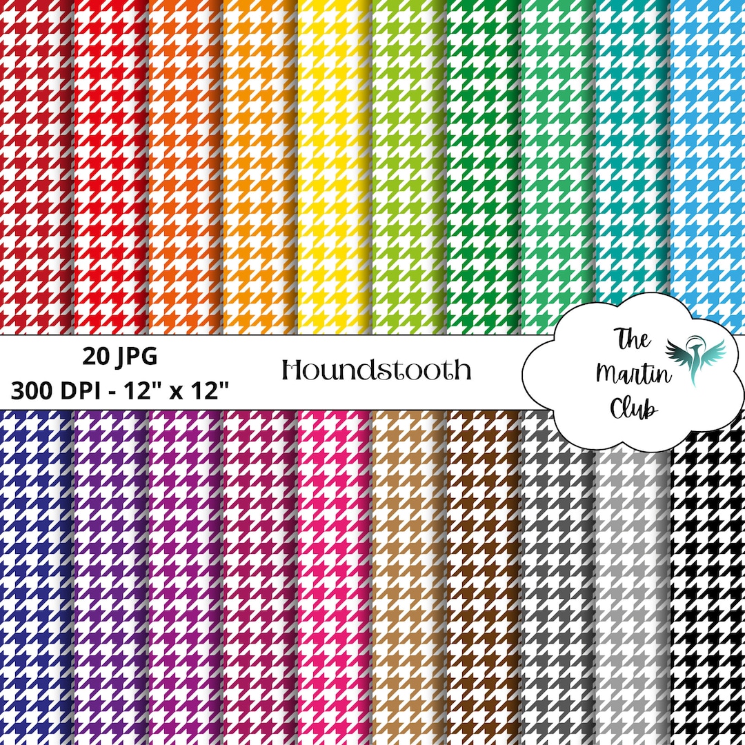 Houndstooth Background Digital Papers White Rainbow Houndstooth ...