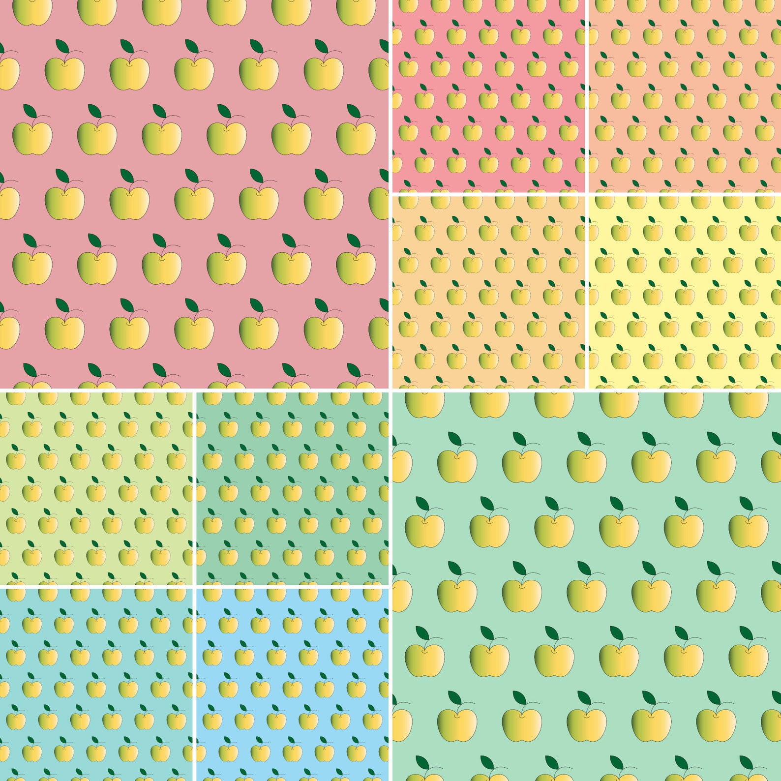 Apple Background Digital Papers Green Yellow Apples Scrapbook Paper ...