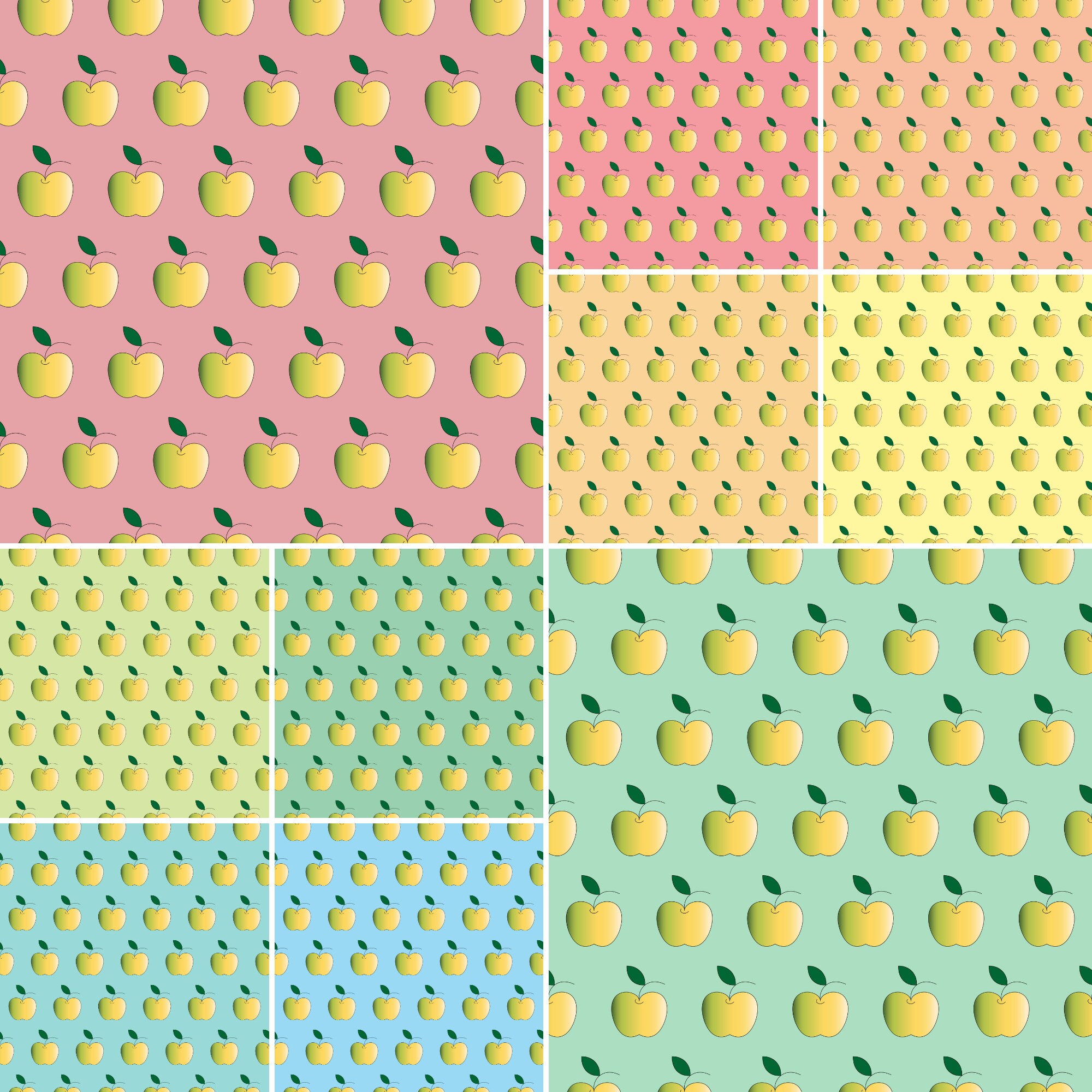 Apple Background Digital Papers Green Yellow Apples Scrapbook Paper ...