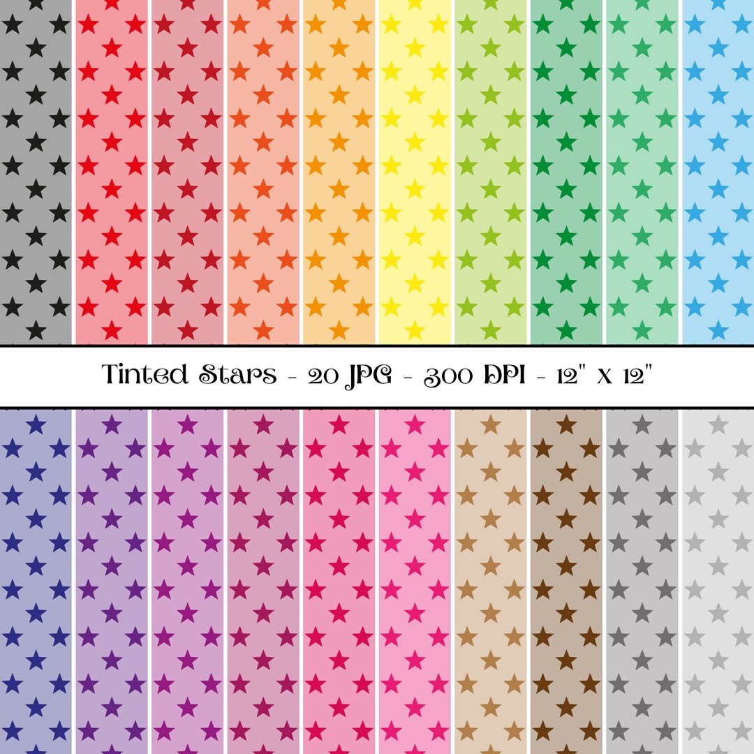 Tinted Stars Background Digital Papers Rainbow Stars Scrapbook - Etsy
