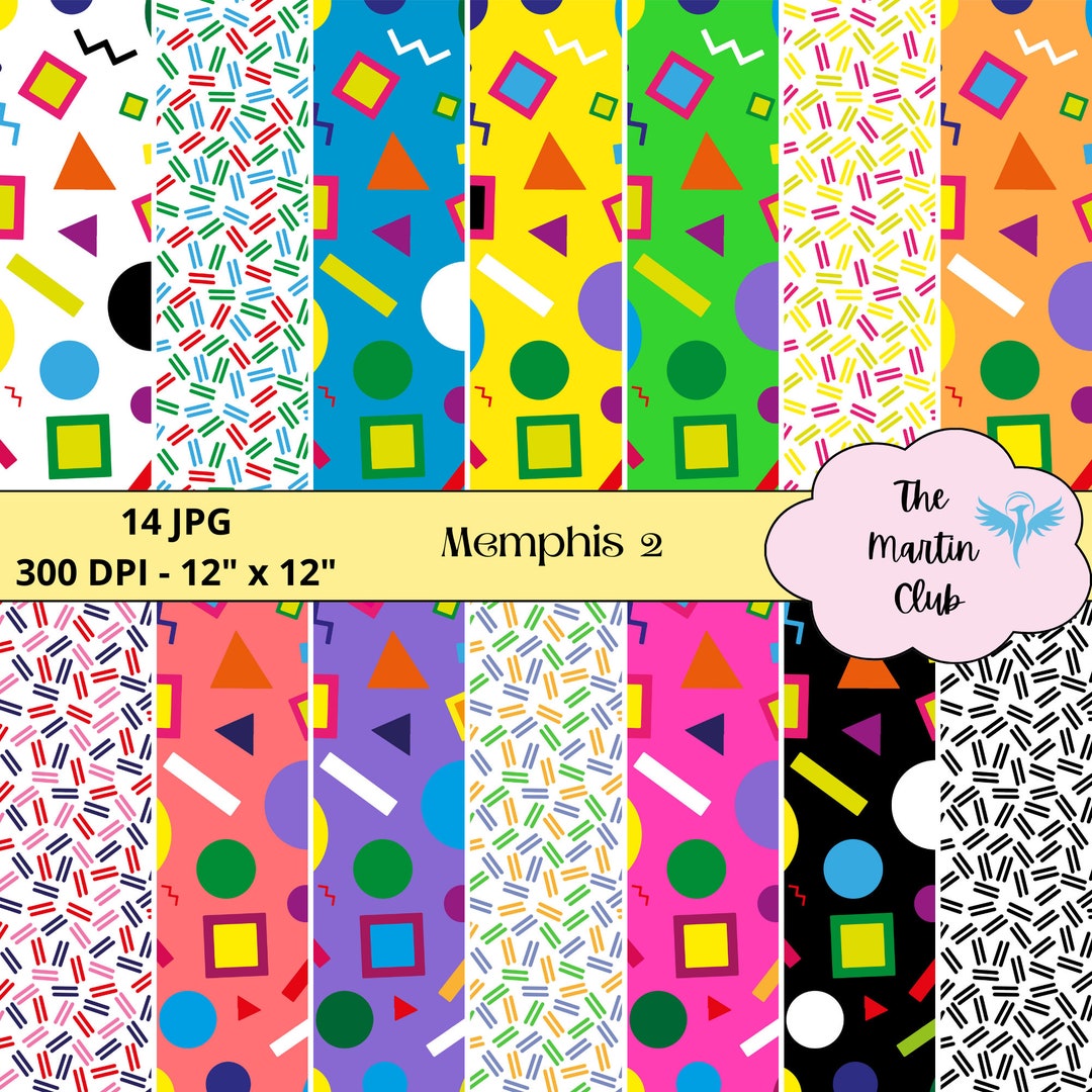 Memphis Background Digital Papers Memphis Scrapbook Paper Pattern ...