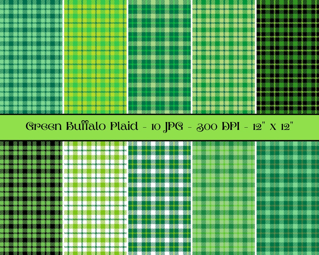 Green Buffalo Plaid Background Digital Papers Green Buffalo - Etsy