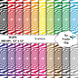 Vortex Background Digital Papers Rainbow White Vortex Scrapbook Paper ...