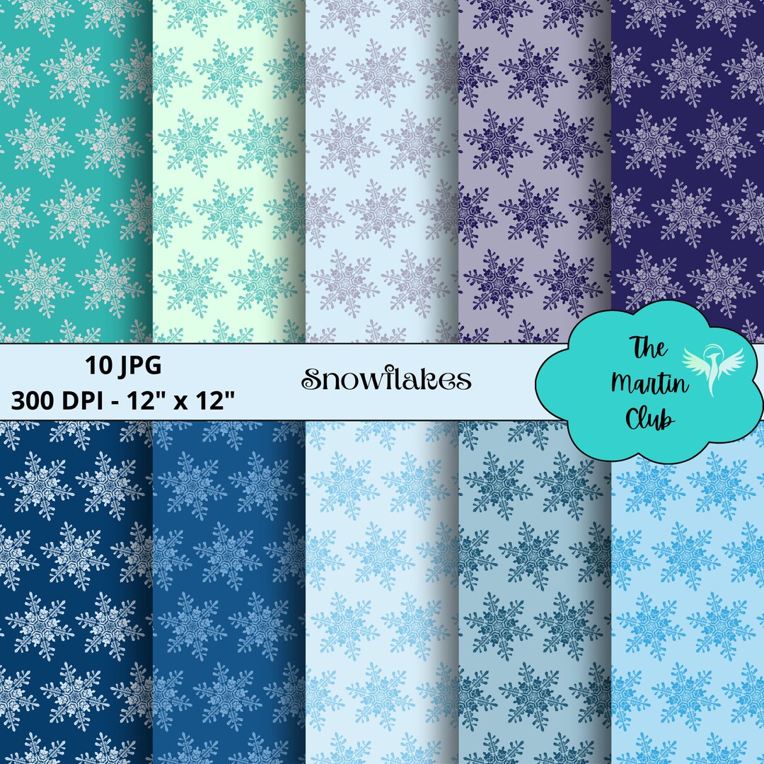 Snowflakes Background Digital Papers Winter Scrapbook Paper Pattern ...